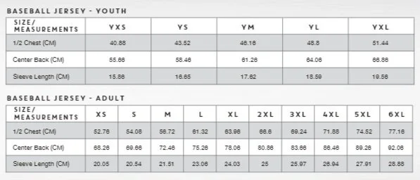 Sizing Charts — Infinity Athletics
