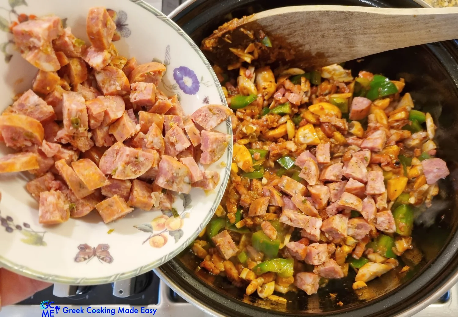 Greek Spetsofai Pie with homemade short crust Pastry — Greek Cooking ...