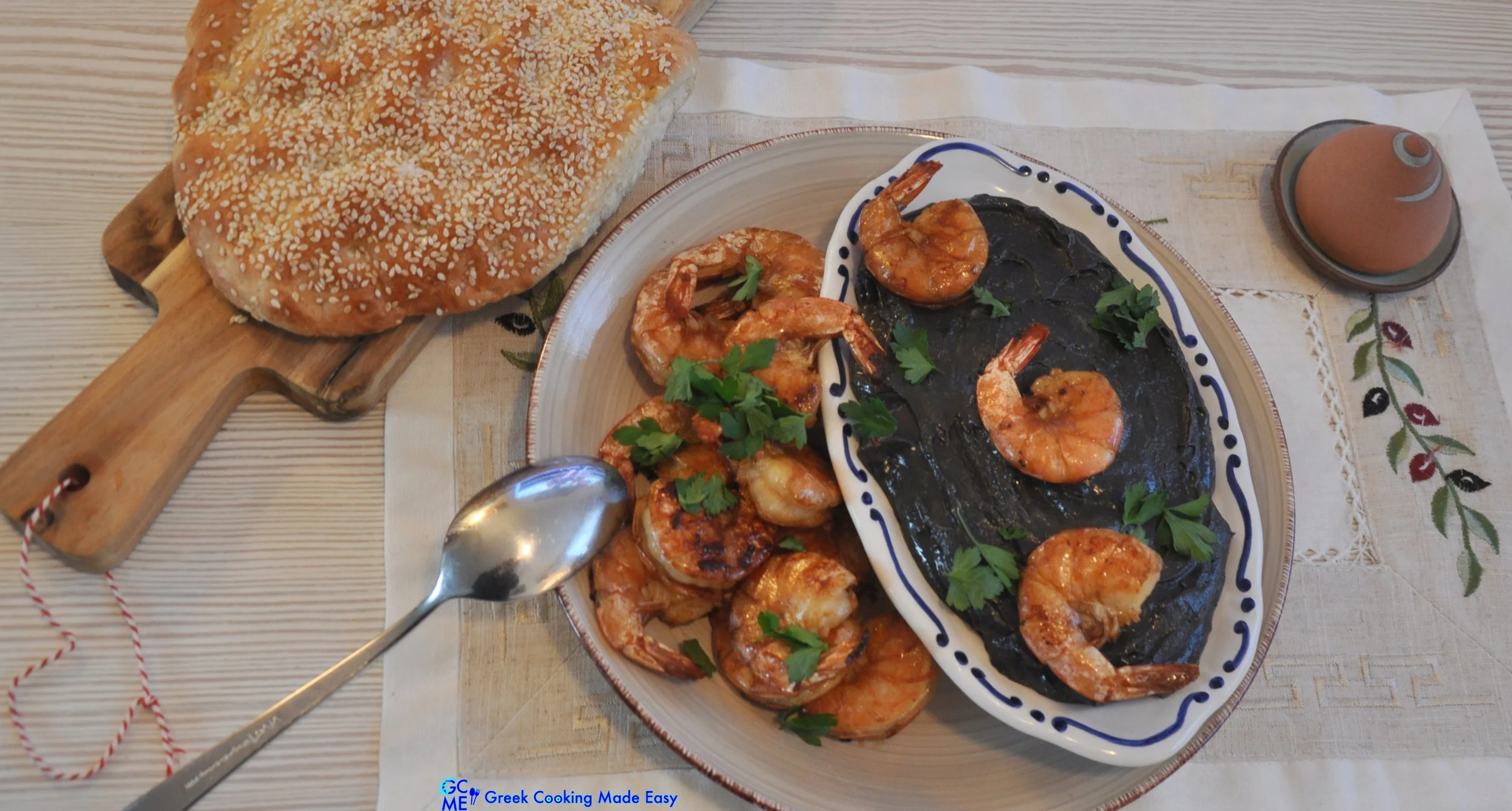 Fish Roe Salad/Dip aka Taramosalata with black ink and stir-fried ...