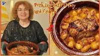 Greek Roasted Leg of Pork with Potatoes, Honey and Orange in a Clay pot ...