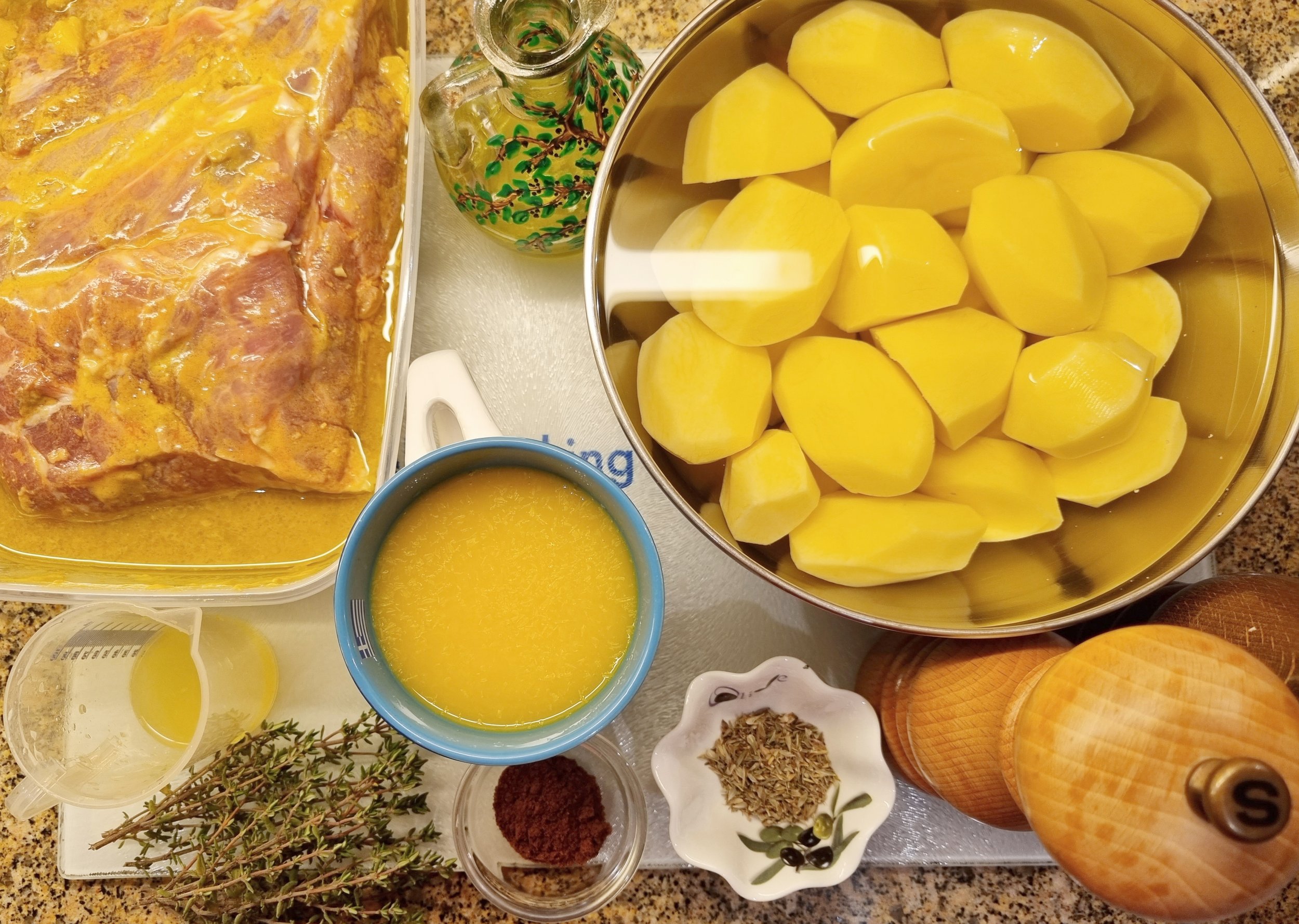 Greek Roasted Leg of Pork with Potatoes, Honey and Orange in a Clay pot ...