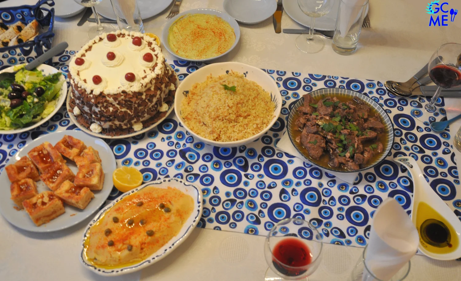 Cypriot Afelia Cooked Pork with Pourgouri Pilaf at a Birthday dinner ...