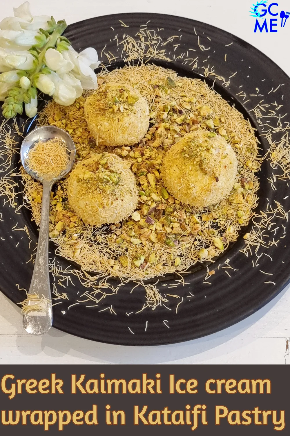 Greek Kaimaki Ice cream wrapped in Kataifi Pastry — Greek Cooking Made Easy