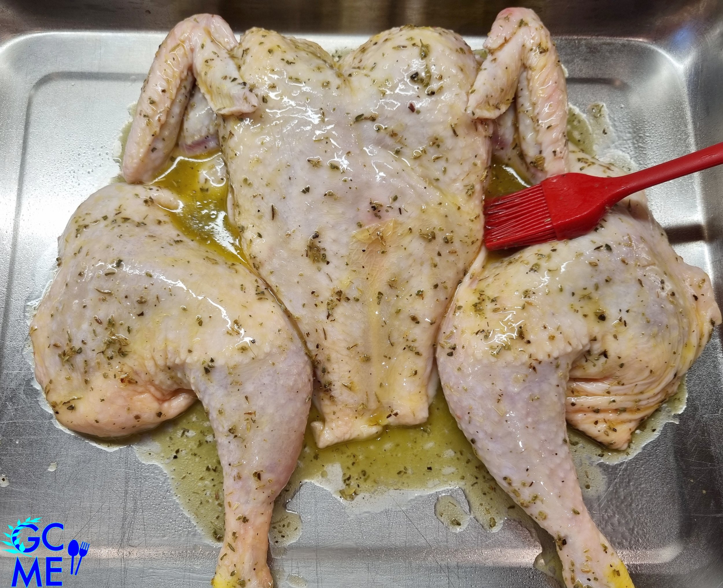 Greek Style Roasted Butterflied Chicken with Rich Marinade and Rice ...