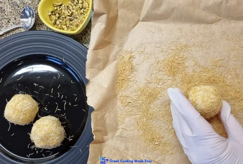 Greek Kaimaki Ice cream wrapped in Kataifi Pastry — Greek Cooking Made Easy