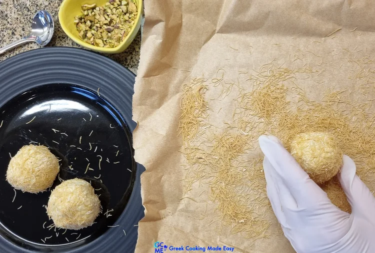 Greek Kaimaki Ice cream wrapped in Kataifi Pastry — Greek Cooking Made Easy