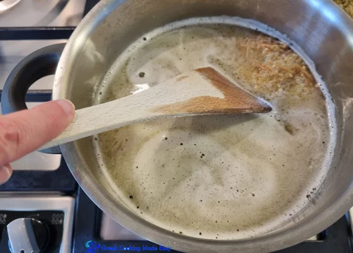 Cypriot Afelia Cooked Pork with Pourgouri Pilaf at a Birthday dinner ...