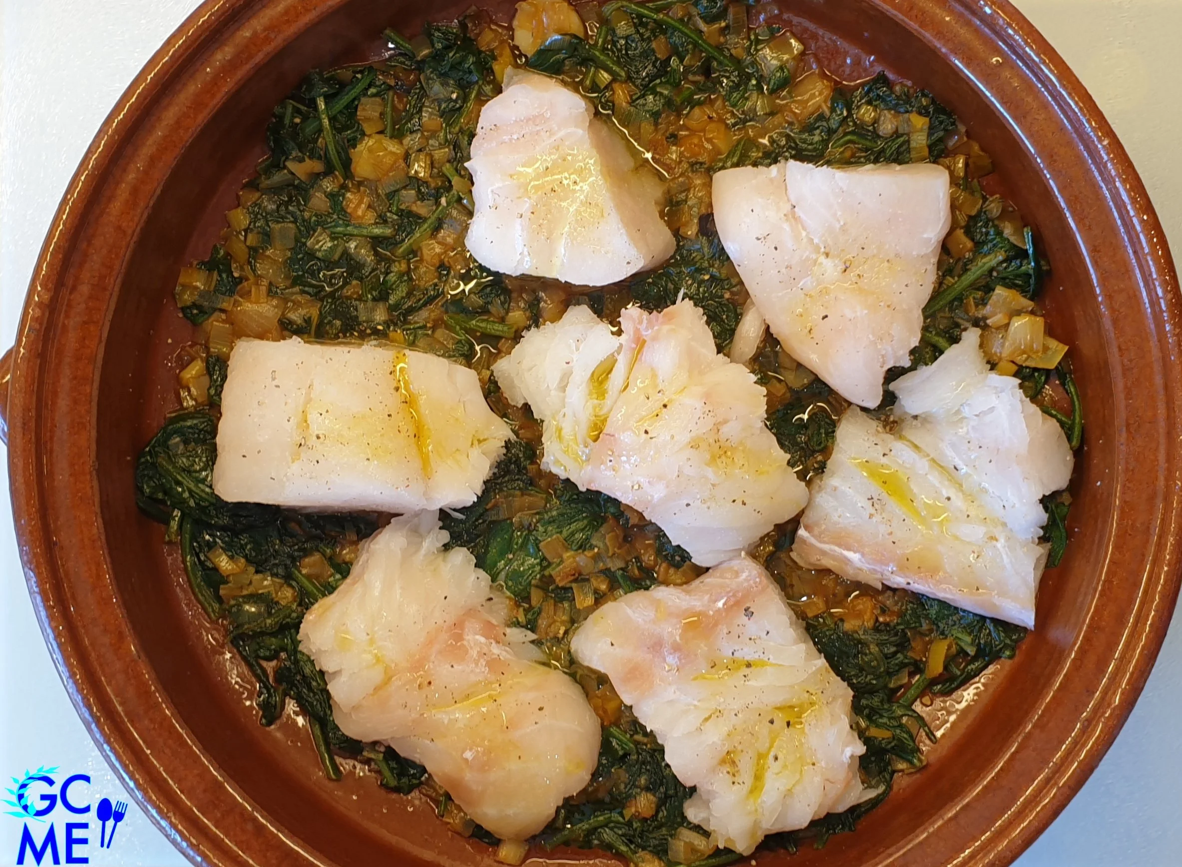 Baked Cod with wild Spinach and Herbs — Greek Cooking Made Easy