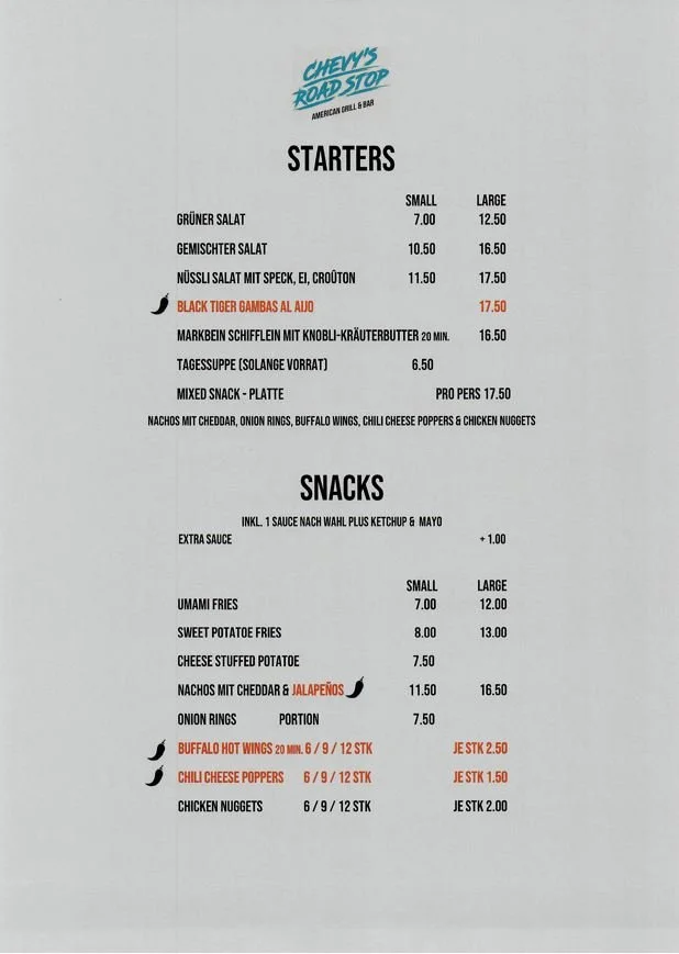 FOOD & DRINKS — Chevy's Road Stop