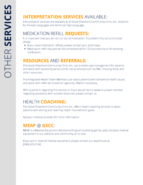 Patient Handbook — The Good Shepherd Community Clinic, Inc.