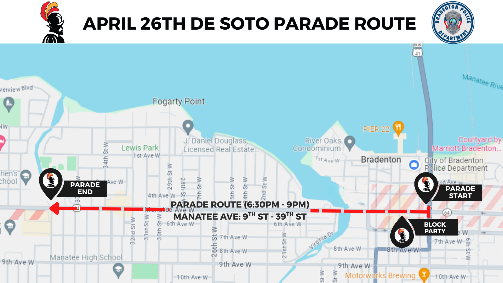 Road closure information: April 26 De Soto Grand Parade — Bradenton ...