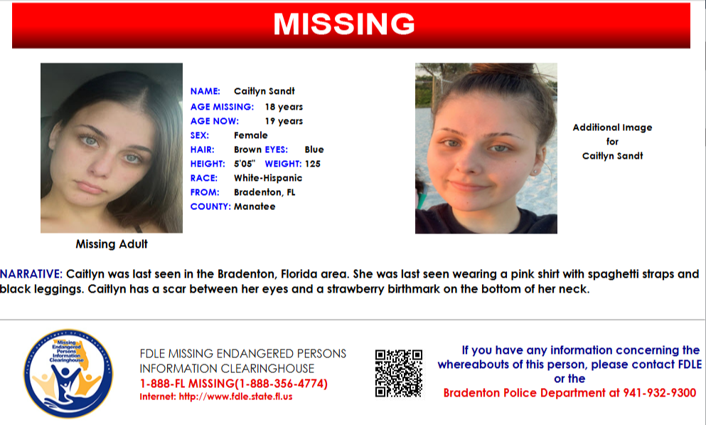 Family offers reward for safe return of Caitlyn Sandt, reported missing ...