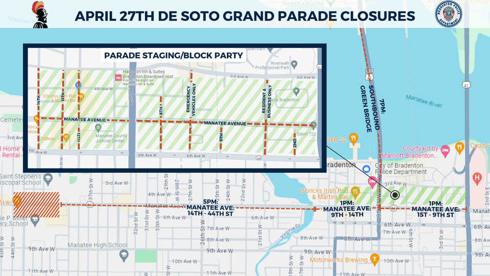 De Soto Grand Parade Road Closure Information — Bradenton Police Department