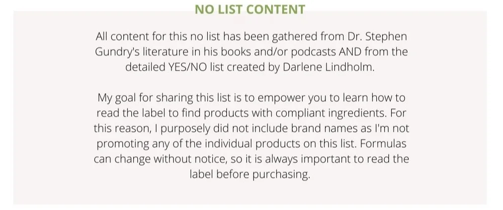 Lectin Free Wife - Lectin Free Recipes Yes/No List