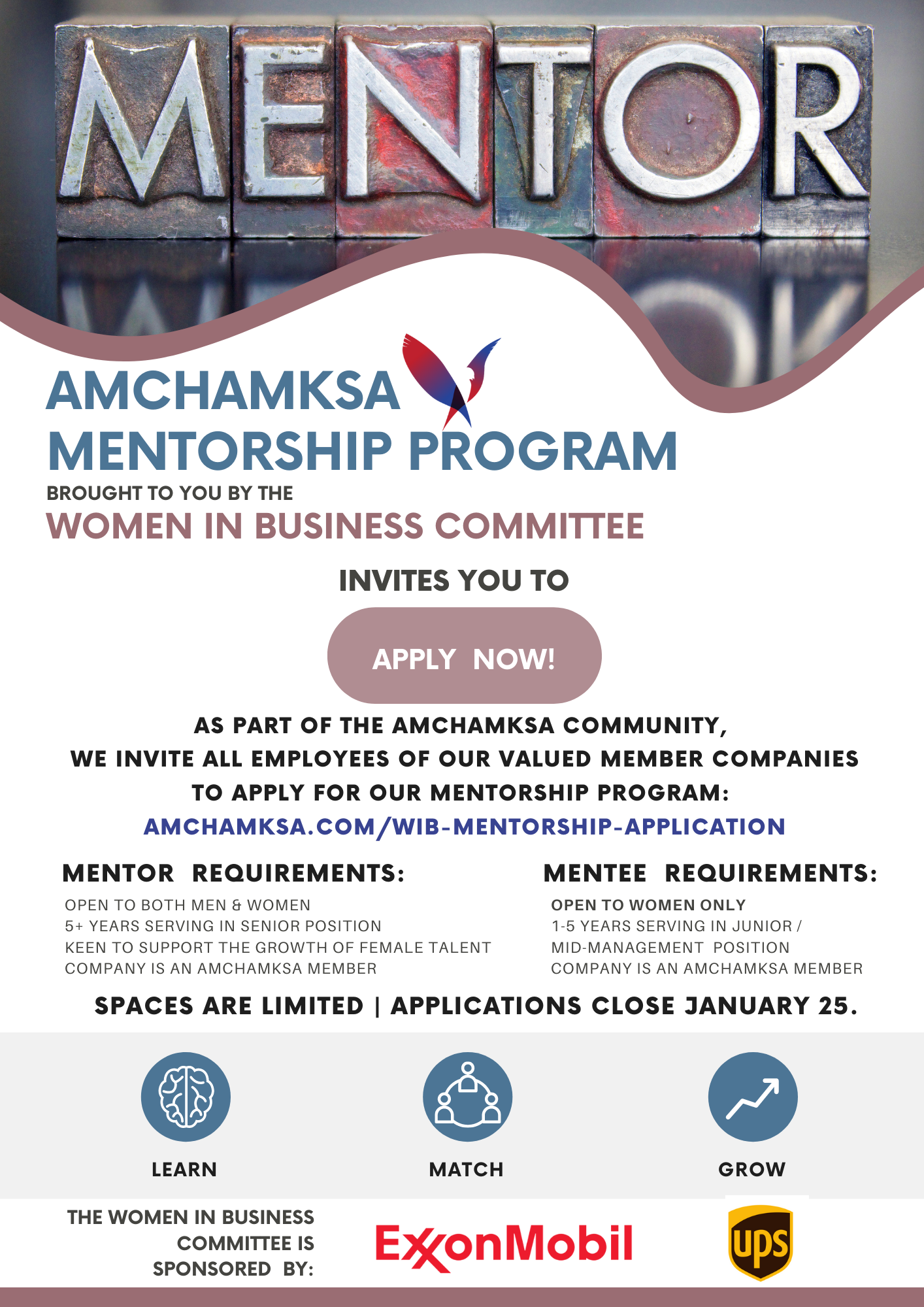 WIB Mentorship Program Corporate Flyer — AmCham Saudi Arabia