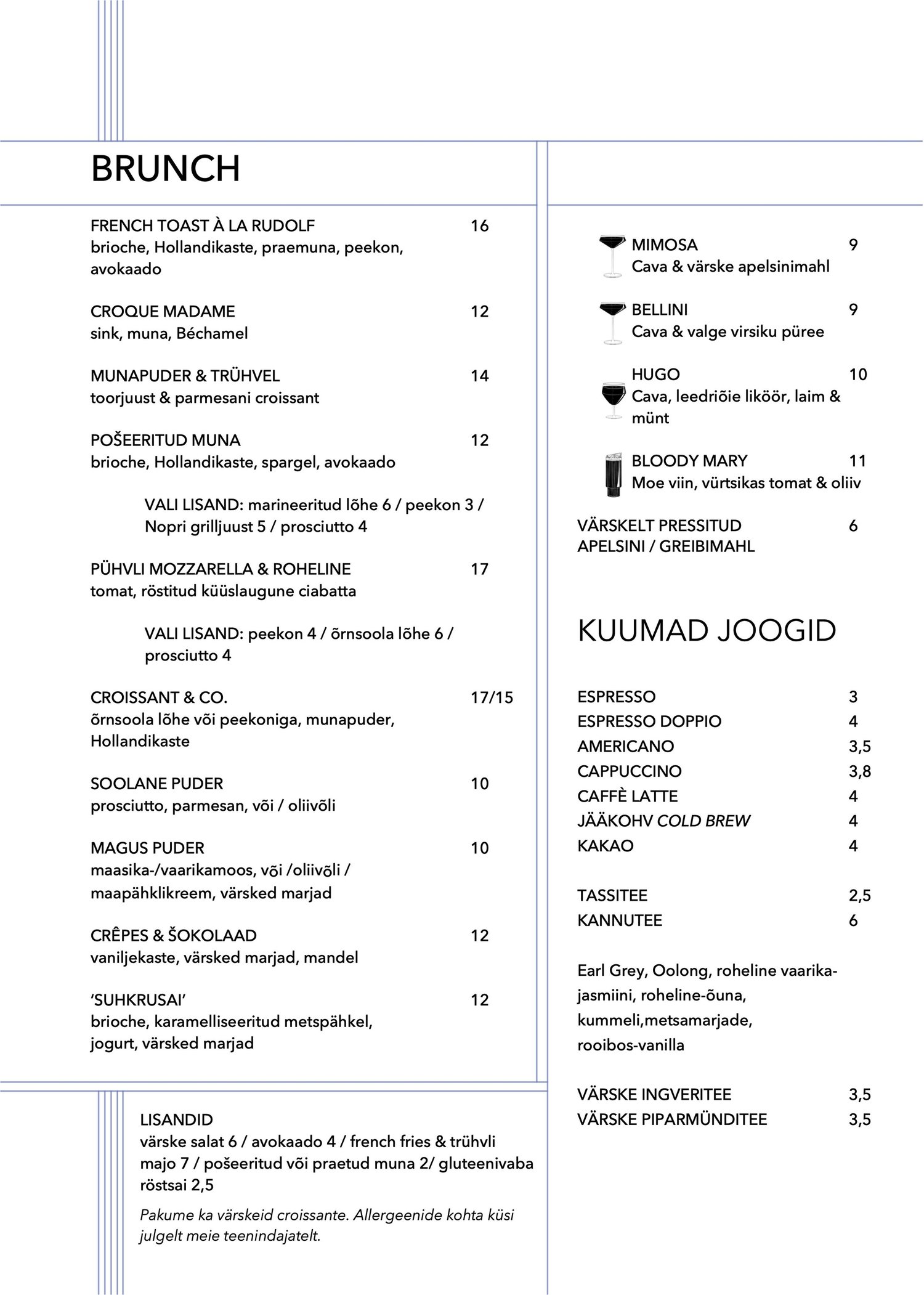 Parim brunch Tallinnas — Rudolf restoran