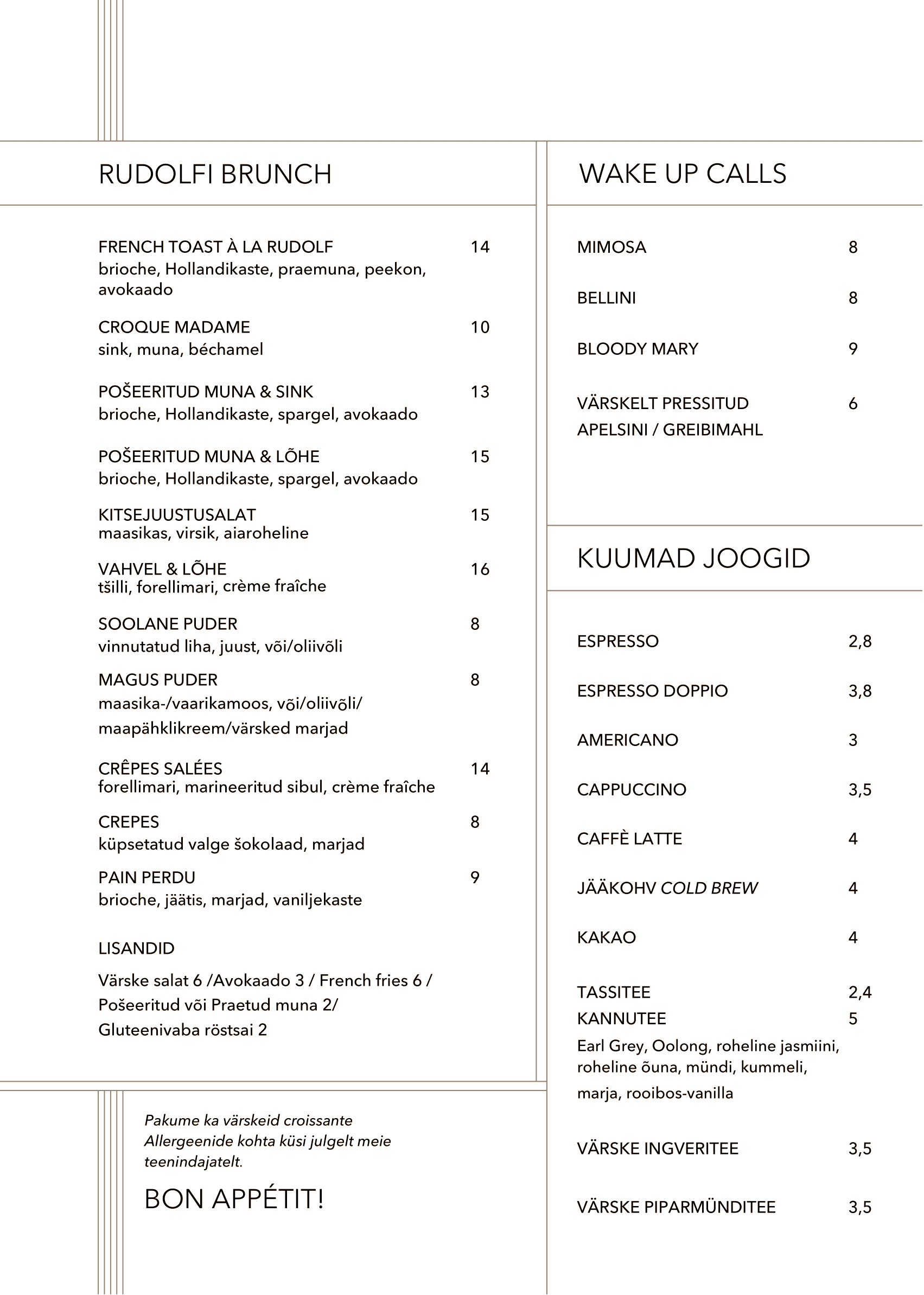 Parim brunch Tallinnas — Rudolf restoran