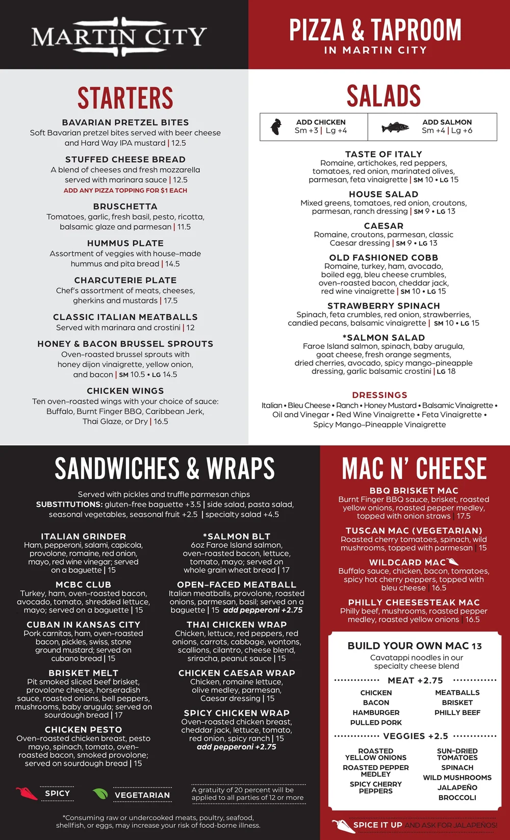 Our Menus | Pizza & Taproom — Martin City Brewing Company