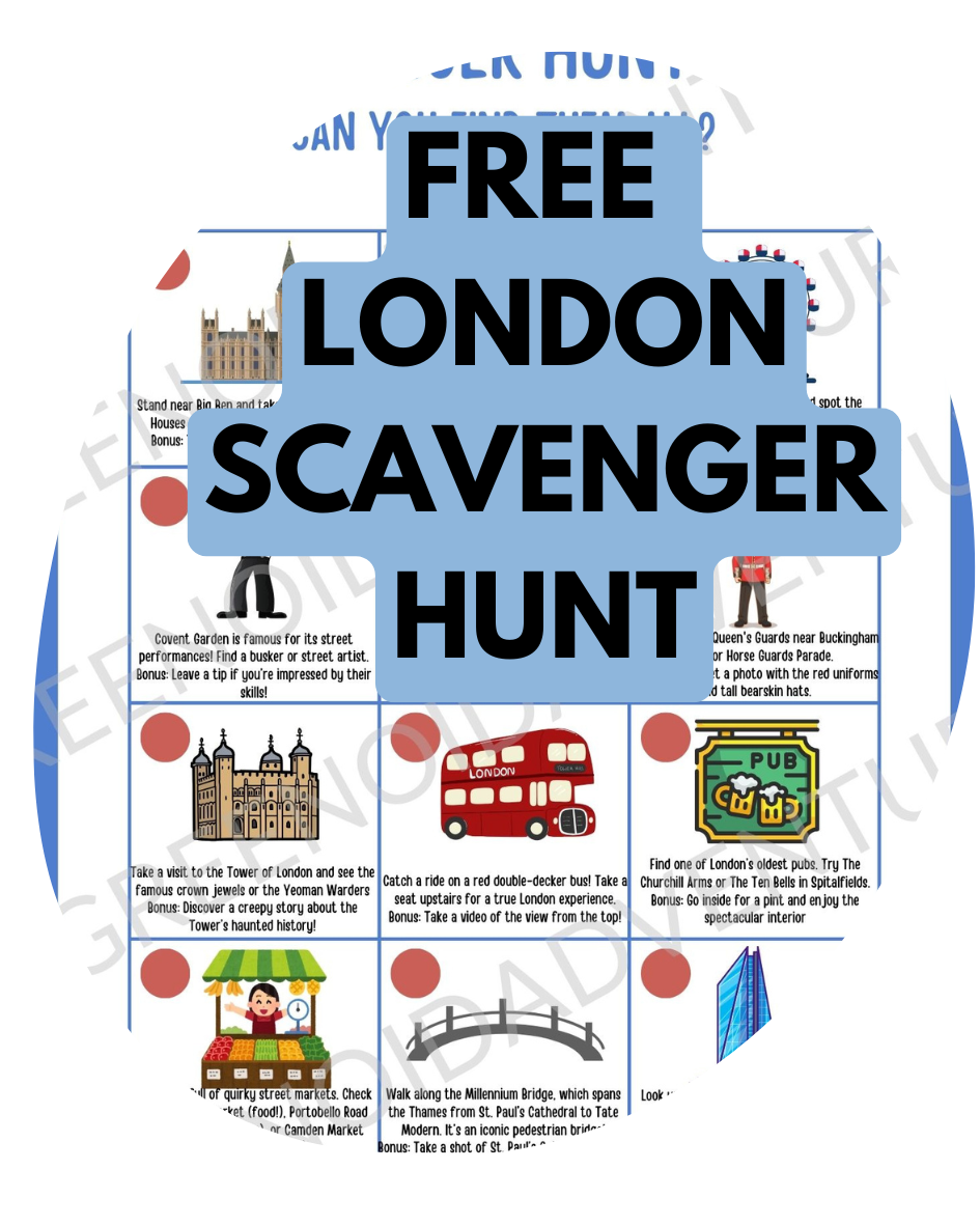 FREE LONDON SCAVENGER HUNT PRINTABLE — Greenoid Adventure