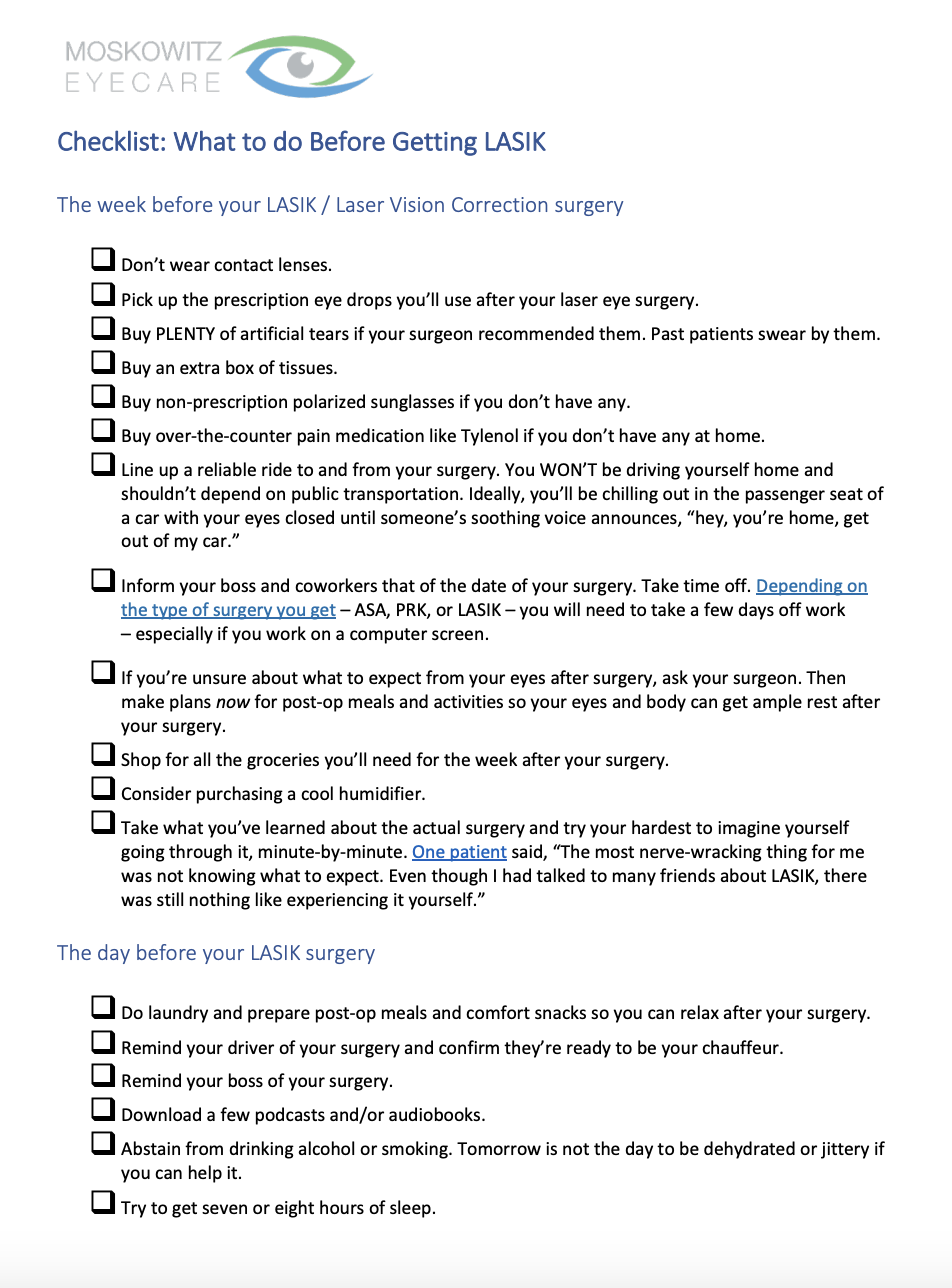 Checklist: What To Do Before Getting LASIK