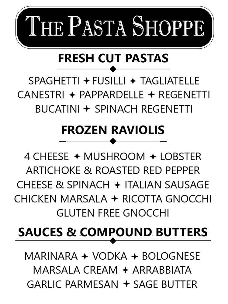 Main Menu — The Pasta Shoppe