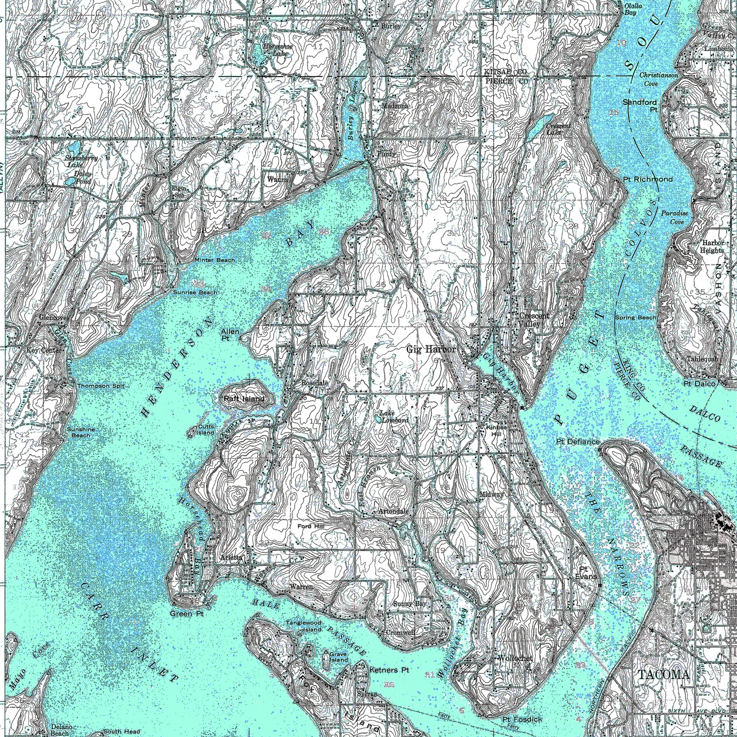 Giant Pacific Octopus Drawn from a Tacoma Narrows Map — Modern Terrain