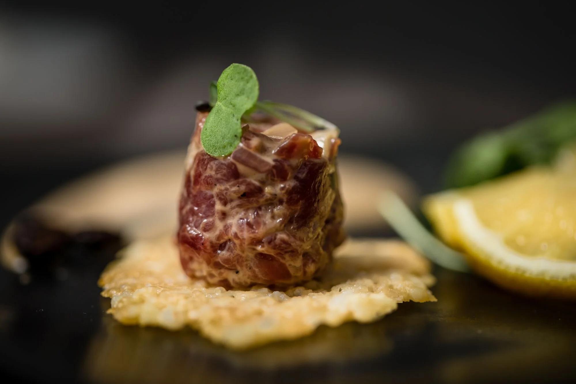 Venison Meat Tartare with wild game deer, elk, or moose. This is ...