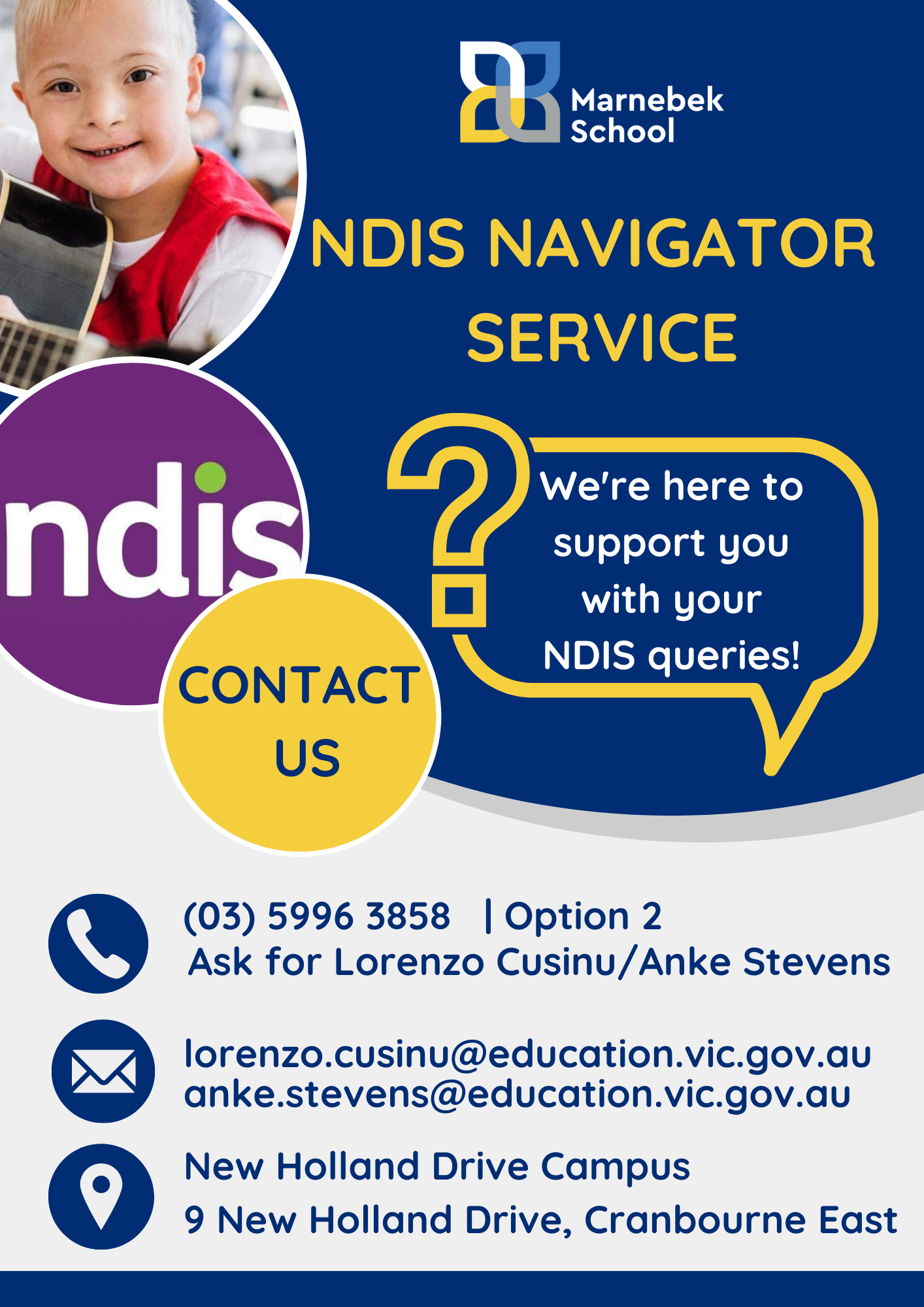 NDIS Navigator Service to support parents and carers — Marnebek School