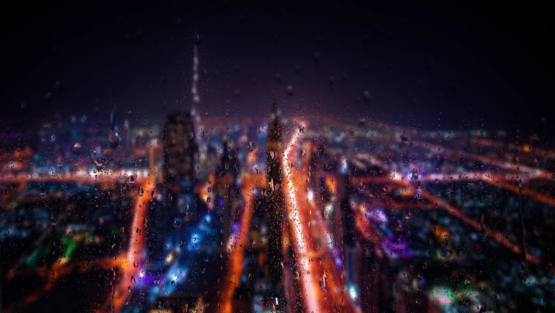 The City in the Rain Wallpaper | Rainy Cityscape Scene — Wallpaper ...