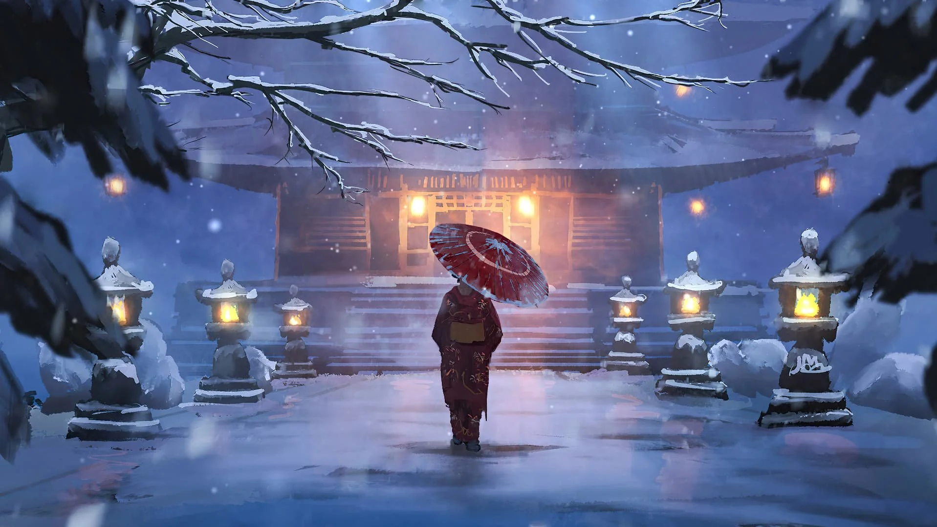 After Dark Relaxing Winter Night Animated Wallpaper Wallpaper Engine