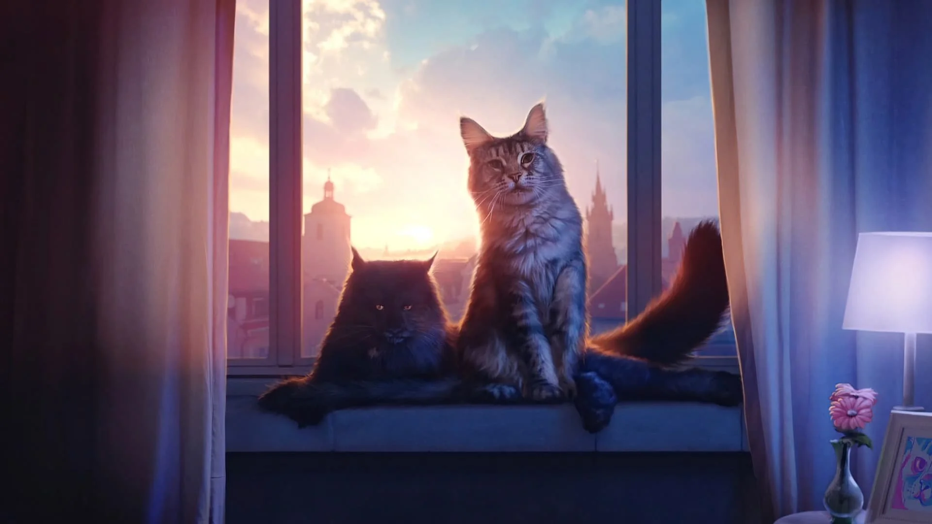 Cats Animated Wallpaper – Adorable Anime Scene in Ultrawide Resolution ...