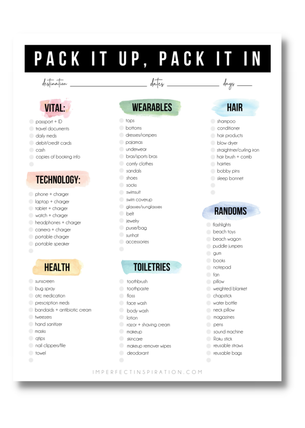 Beach Packing List Template