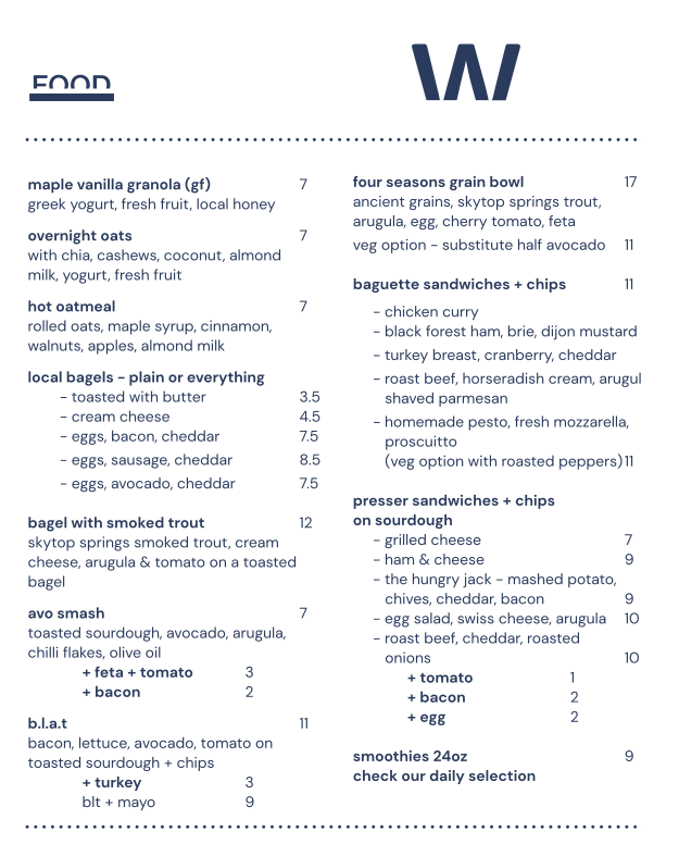 Menu — WATERSHED