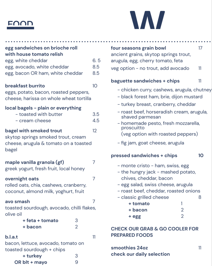 Menu — WATERSHED