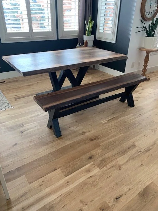 Custom Dining Table and Matching Bench — Spindle Wood Work and Home Decor