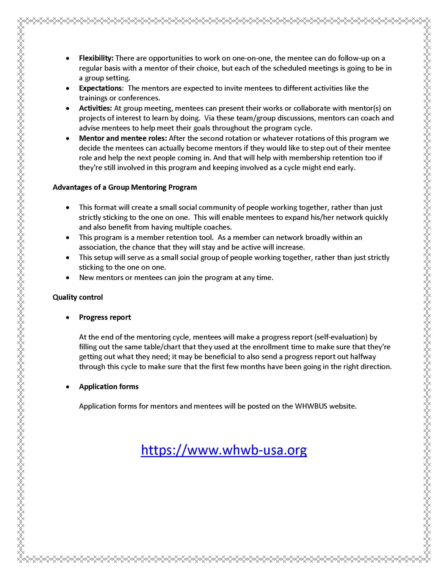 Group Mutual Mentoring Program — WHWB-US