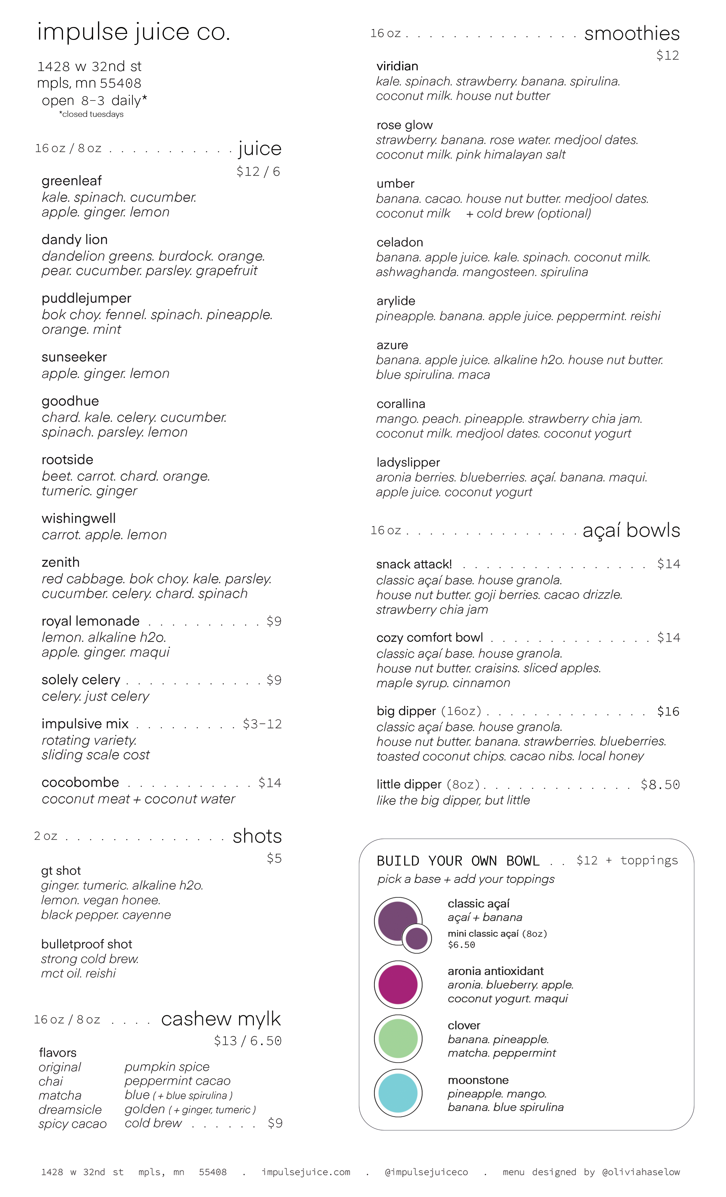 menu — impulse juice co