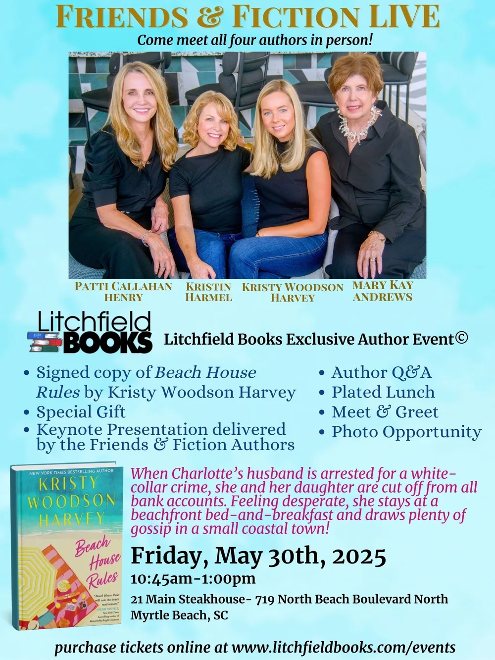 Friends & Fiction LIVE Litchfield Books Exclusive Author Event ...