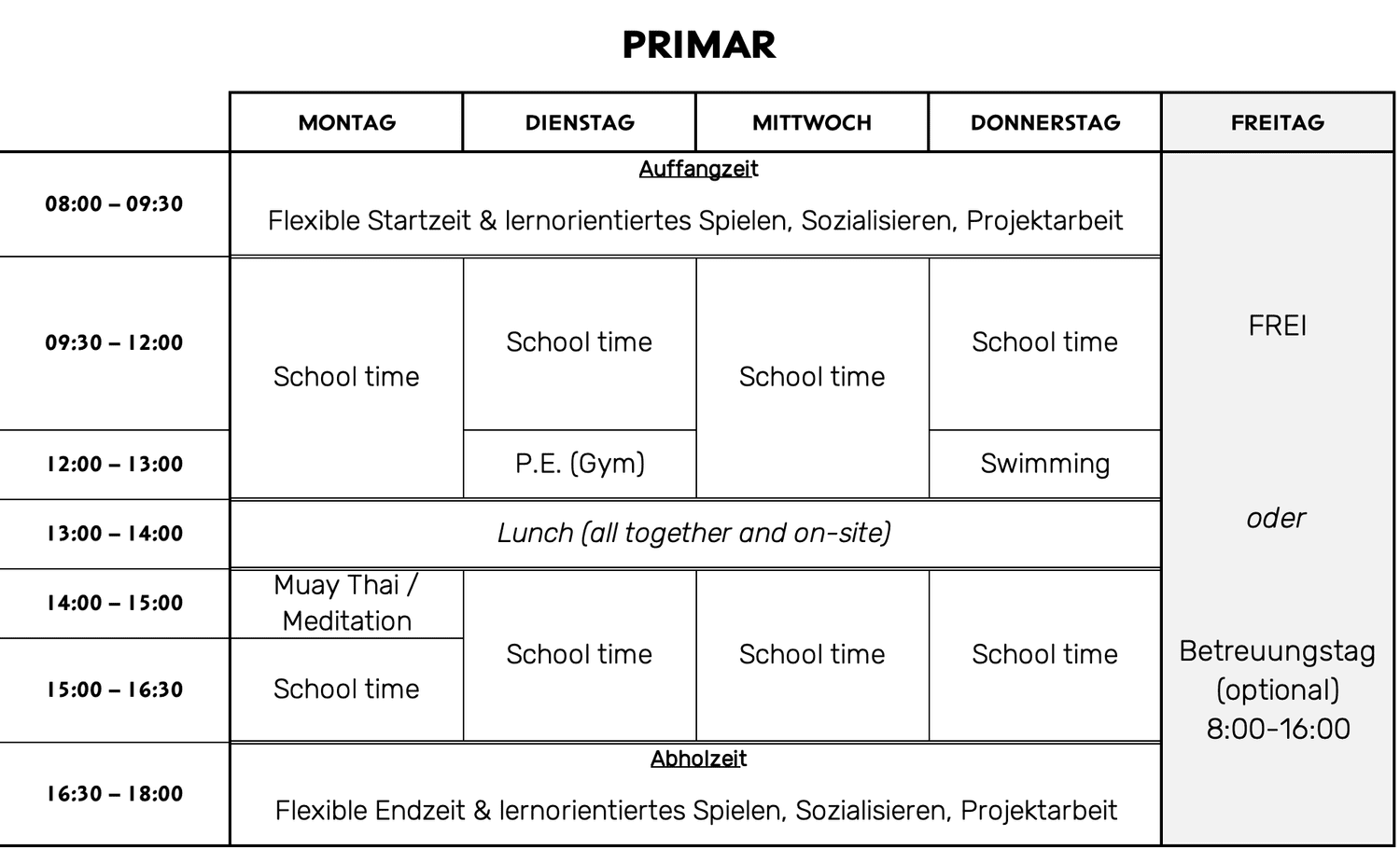 Stundenplan — SCHOOL OF TOMORROW