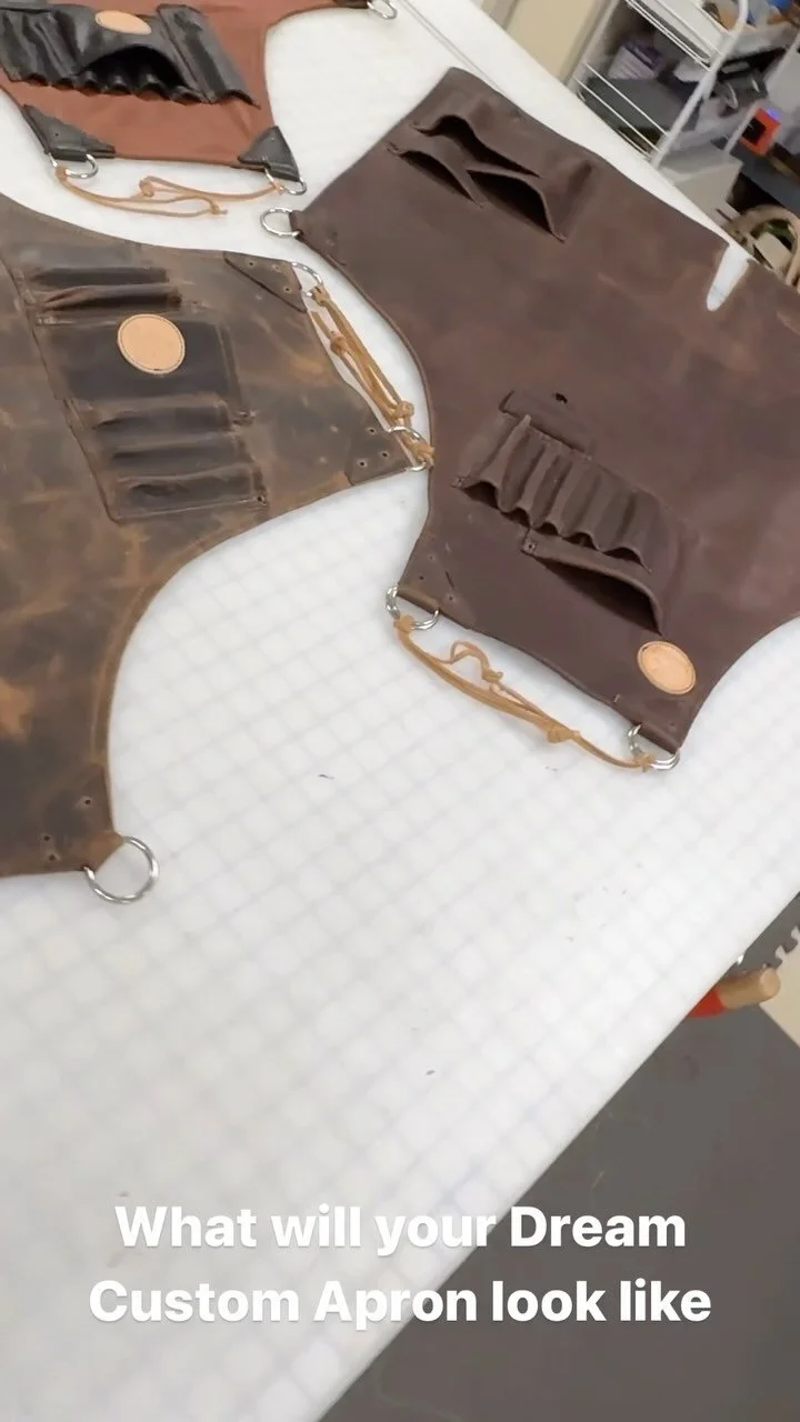 Leather By Dragonfly | Custom Leather Shop Aprons | Work Aprons