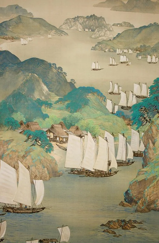 Shoda Kakuyu, 1926 Exhibition Painting of the Boats on the Inland Sea ...