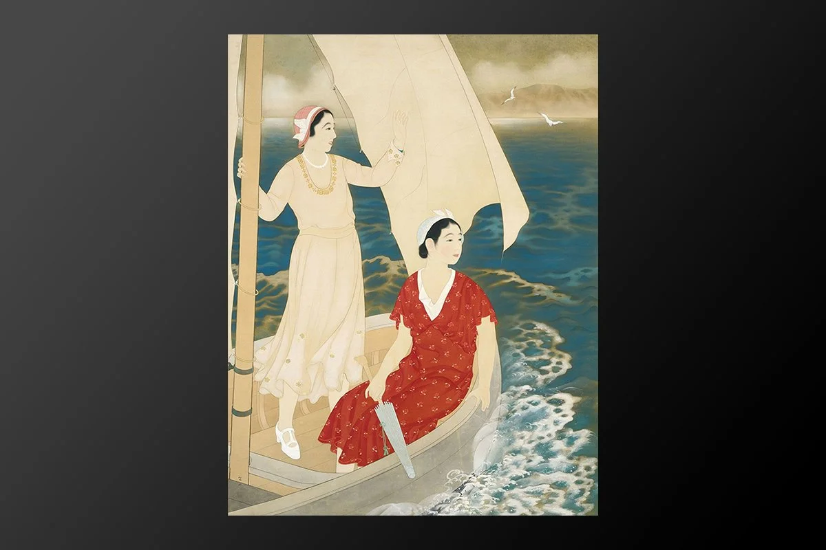 Miki Suizan, Painting of Moga Beauties in a Sailboat — KAGEDO JAPANESE ART