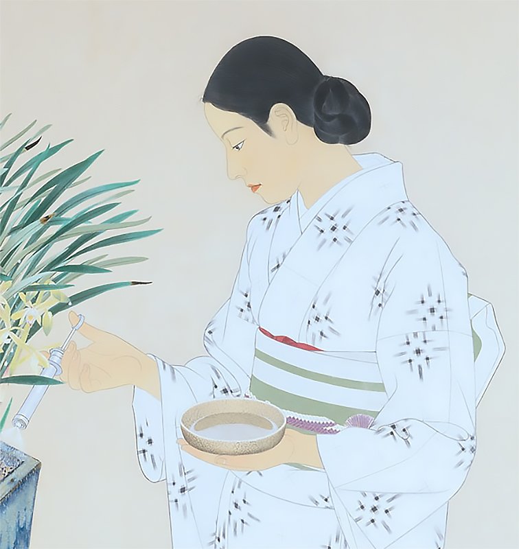 Tateishi Harumi, 1933 Teiten Exhibition Byobu with Beauties & Orchid ...