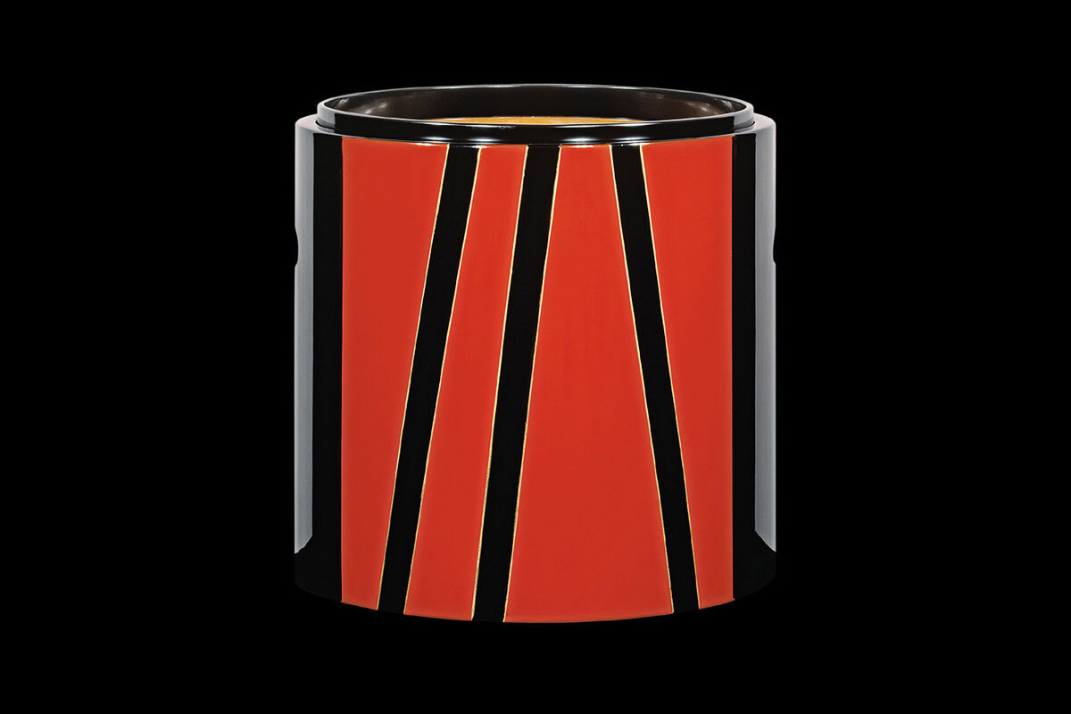 Shiota Masa, Pair of Lacquer Braziers with Modernist Rising Sun Motif ...