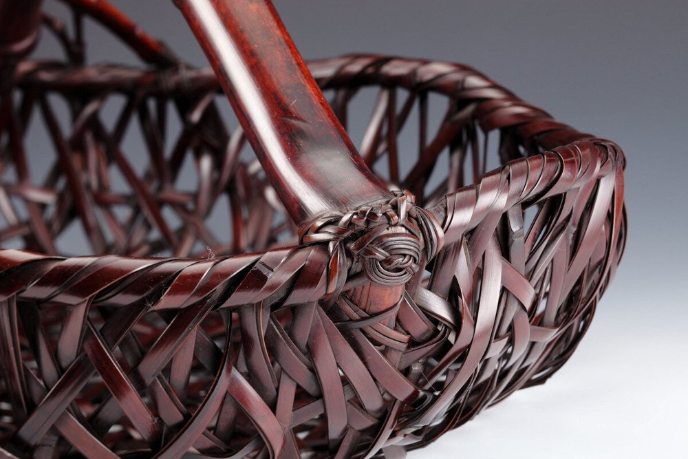 Wada Waichisai II, Smoked Bamboo Flower Basket Titled: Hata No Su or ...