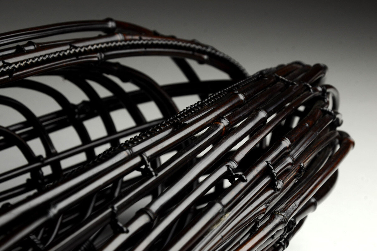 Suemura Shobun, Ovoid Layered Black Bamboo Flower Basket — KAGEDO ...