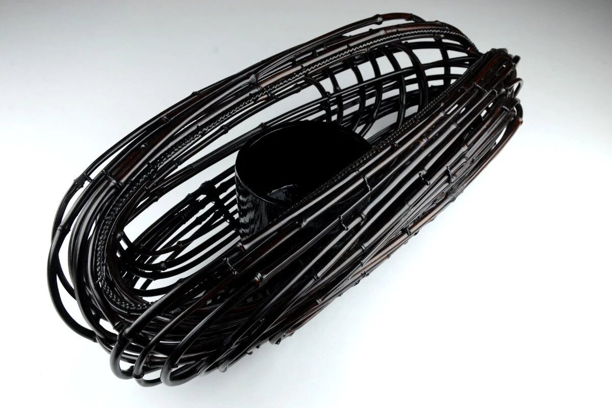 Suemura Shobun, Ovoid Layered Black Bamboo Flower Basket — KAGEDO ...
