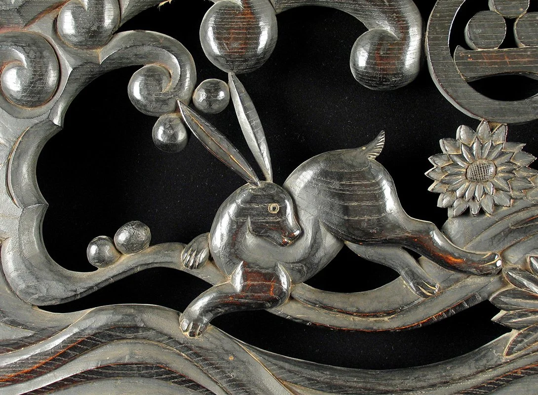 18th Century, Rabbit & Waves Carving — KAGEDO JAPANESE ART
