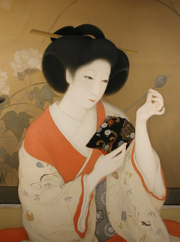 Kitani Chigusa, Painting of a Beauty Contemplating Her Reflection ...