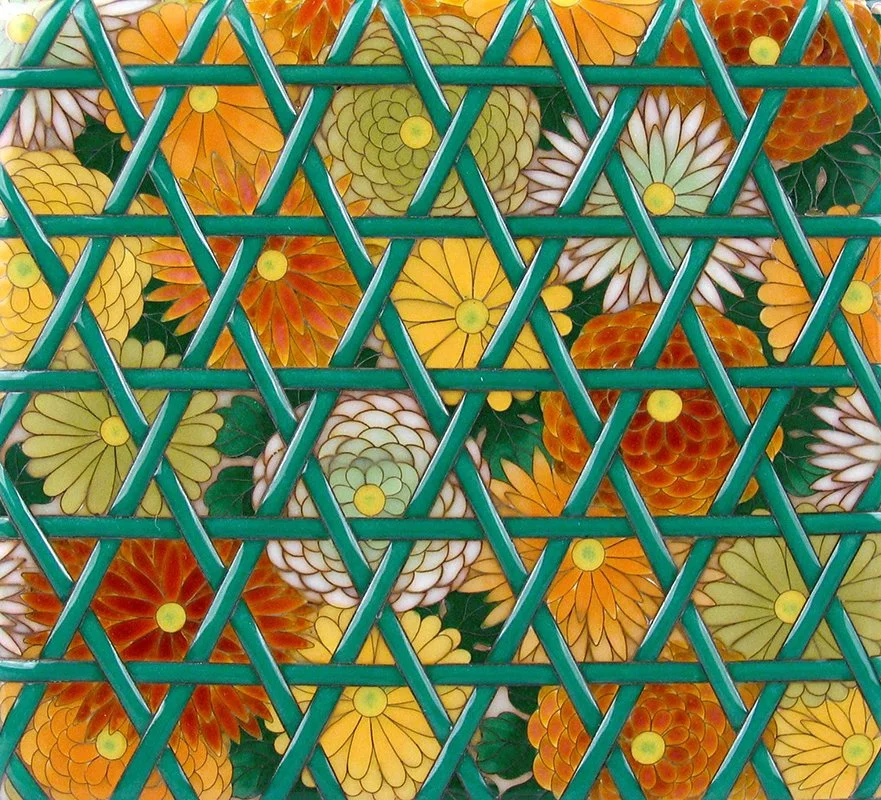 Ando Jubei, Moriage Enamel Chrysanthemum Koro — KAGEDO JAPANESE ART